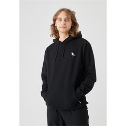 Kapuzensweatshirt Cleptomanicx "Hooded Embro Gull 2", Herren, Gr. L, schwarz, 100% Baumwolle, bestickt, normal, ohne Ausschnitt, Sweatshirts, im klassischen Design