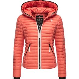 Steppjacke Navahoo "Kimuk Prc", Damen, Gr. S (36), orange (koralle), Oberstoff: 100% Nylon; Futter: 100% Polyester; Wattierung: 100% Polyester; &Auml;rmelfutter: 100% Polyester, figurbetont h&uuml;ftlang, &Auml;rmel ohne &Auml;rmelschlitz Rippstrickb&uuml;ndchen kontrastfarben, Jacken Steppjacke, leichte &Uuml;bergangsjacke mit Kapuze