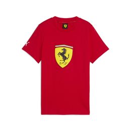T-Shirt Puma "Scuderia Ferrari Sportswear Coloured Big Shield T-Shirt", Mädchen, Gr. 164, rot (rosso corsa rot), Obermaterial: 100% Baumwolle; Rippe: 75% Baumwolle, 25% Polyester, regular fit, Rundhals, Shirts