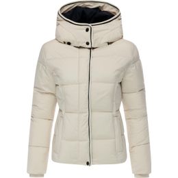 Winterjacke Ragwear "Gleama YOUMODO", Damen, Gr. XXL (44), ecru, Obermaterial: 100% Polyester; Innenfutter: 100% Polyester; Wattierung: 100% Polyester, tailliert h&uuml;ftlang, hoch geschlossener Ausschnitt, eng Rippstrickb&uuml;ndchen, Jacken Winterjacke, Wasserdichte Damen Steppjacke mit abnehmbarer Kapuze