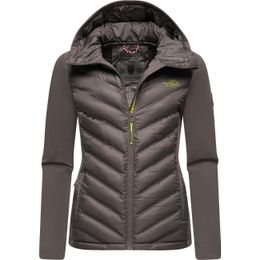Outdoorjacke Navahoo "Nimm Mich Mit", Damen, Gr. M (38), grau (dunkelgrau), Obermaterial: 100% Polyester; Obermaterial &Auml;rmel: 68% Viskose, 27% Polyamid, 5% Elasthan; Futter: 100% Polyester; Wattierung: 100% Polyester, figurbetont h&uuml;ftlang, &Auml;rmel ohne &Auml;rmelschlitz Umschlagsaum mit innenliegendem Gummizug, Jacken Outdoorjacke, stylische &Uuml;bergangsjacke mit Kapuze