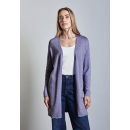 Strickjacke Street One, Damen, Gr. 46, lila (lila dusk meliert), Stoff, 70% Viskose, 30% Nylon, unifarben, normal lang, ohne Ausschnitt, B&uuml;ndchen, Strickjacken Strickjacke, aus softer Viskose