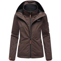 Outdoorjacke Marikoo "Erdbeere", Damen, Gr. S (36), braun (dunkelbraun), Oberstoff: 100% Polyester; Futter: 100% Polyester; Wattierung: 100% Polyester; &Auml;rmelfutter: 100% Polyester, tailliert h&uuml;ftbedeckend, &Auml;rmel ohne &Auml;rmelschlitz Rippstrickb&uuml;ndchen kontrastfarben, Jacken Outdoorjacke, sportliche Funktionsjacke mit Kapuze
