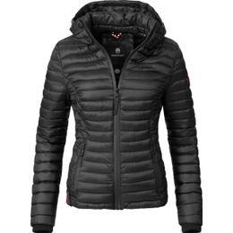 Steppjacke Marikoo "Samtpfote", Damen, Gr. XS (34), schwarz, Oberstoff: 100% Nylon, Futter: 100% Polyester, Wattierung: 100% Polyester, figurbetont hüftlang, hoch geschlossener Ausschnitt, Ärmel ohne Ärmelschlitz Rippstrickbündchen kontrastfarben, Jacken, ultraleichte Übergangsjacke mit Kapuze
