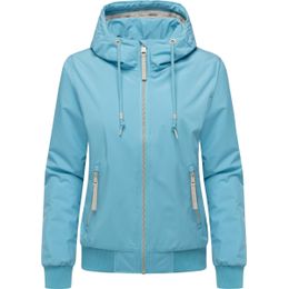 Bomberjacke Ragwear "Oggie Warm YOUMODO", Damen, Gr. S (36), hellblau, Obermaterial: 100% Polyester; Innenfutter: 100% Polyester; Wattierung: 100% Polyester, l&auml;ssig geschnitten h&uuml;ftlang, &Auml;rmel ohne &Auml;rmelschlitz Rippb&uuml;ndchen, Jacken Bomberjacke, Wasserdichte Outdoorjacke mit Kapuze
