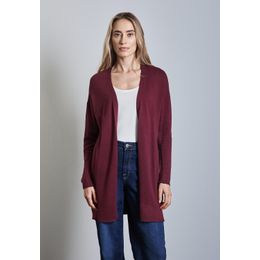 Strickjacke Street One, Damen, Gr. 36, rot (schwarz cherry rot), Stoff, 70% Viskose, 30% Nylon, unifarben, normal lang, ohne Ausschnitt, B&uuml;ndchen, Strickjacken Strickjacke, aus softer Viskose