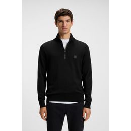 Rollkragenpullover BOSS Orange "Kanobix", Herren, Gr. S, schwarz (schwarz001), Strick, Obermaterial: 95% Baumwolle, 5% Kaschmir, unifarben, regular fit normal, hoch geschlossener Ausschnitt, eingesetzt B&uuml;ndchen mit Rei&szlig;verschluss, Pullover Rollkragenpullover, mit Ton-in-Ton Logo