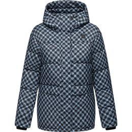 Steppjacke Ragwear "Wikesh Print", Damen, Gr. XXL (44), blau (hellblau), Obermaterial: 100% Polyester; Innenfutter: 100% Polyester; Wattierung: 100% Polyester, gerade Po-bedeckend, hoch geschlossener Ausschnitt, &Auml;rmel ohne &Auml;rmelschlitz Strickb&uuml;ndchen, Jacken Steppjacke, Wasserdichte Damen Winterjacke mit Hahnentritt-Muster