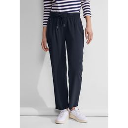 R&ouml;hrenhose Street One, Damen, Gr. 36, L&auml;nge 28, blau (tiefblau), Stoff, 100% Viskose, unifarben, loose fit lang, Hosen, Middle Waist