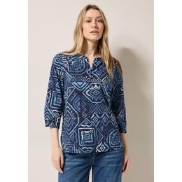 Klassische Bluse Cecil, Damen, Gr. M (40), blau (universal blau), Web, 100% Baumwolle, bedruckt, normal normal, Rundhals, Bündchen, Blusen, aus reiner Baumwolle