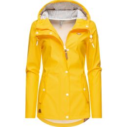 Regenjacke Ragwear "YM-Marge", Damen, Gr. XL (42), gelb (dottergelb), Obermaterial: 100% Polyester, tailliert Po-bedeckend, &Auml;rmel ohne &Auml;rmelschlitz normaler Saum, Jacken Regenjacke, stylische &Uuml;bergangsjacke mit gro&szlig;er Kapuze