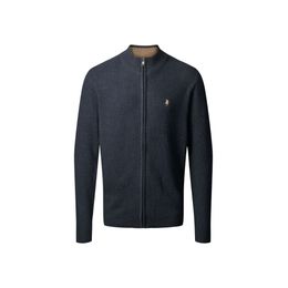 Strickpullover MCS "MCS Cardigan Alfie", Herren, Gr. L, navy melange, Obermaterial: 80% Wolle, 20% Polyester, Pullover