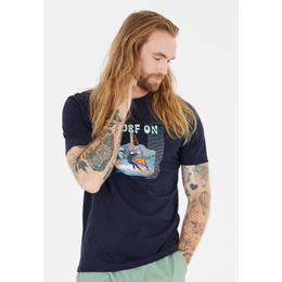Funktionsshirt CRUZ "Desmond", Herren, Gr. 4XL, blau (dunkelblau), 100% Baumwolle, bedruckt, normal, Rundhals, Shirts Funktionsshirt, mit hippem Print und reiner Baumwollqualit&auml;t