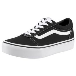 Plateausneaker Vans "Ward Platform", Gr. 31.5, schwarz-wei&szlig; (schwarz, wei&szlig;), Textil, Schuhe Skaterschuh Canvassneaker Sneaker low, aus textilem Canvas-Material