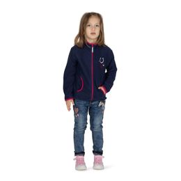 SALT & PEPPER Fleecejacke SALT AND PEPPER "Horse", M&auml;dchen, Gr. 140, blau, 100% Polyester, bestickt, normal, hoch geschlossener Ausschnitt, Jacken Fleecejacke, mit Pferde-Stickerei