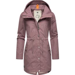 Parka Ragwear "Canny", Damen, Gr. S (36), lila (mauve), Obermaterial: 65% Polyester, 35% Baumwolle, Innenfutter: 100% Polyester, figurumspielend Po-bedeckend, mit Knöpfen normaler Saum mit Druckknopf,verstellbar, Jacken, stylische Übergangsjacke mit großer Kapuze