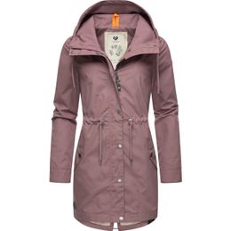 Parka Ragwear "Canny", Damen, Gr. XXL (44), lila (mauve), Obermaterial: 65% Polyester, 35% Baumwolle; Innenfutter: 100% Polyester, figurumspielend Po-bedeckend, mit Knöpfen normaler Saum mit Druckknopf,verstellbar, Jacken Parka, stylische Übergangsjacke mit großer Kapuze