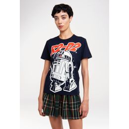 T-Shirt logoshirt "Star Wars - R2-D2", Damen, Gr. L, blau (dunkelblau), 100% Baumwolle, bedruckt, unifarben, normal, Rundhals, Shirts T-Shirt, mit coolem Print