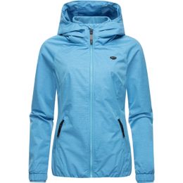 Outdoorjacke Ragwear "Dizzie Tech", Damen, Gr. 4XL (48), blau (himmelblau), Obermaterial: 100% Polyester. Innenfutter: 100% Polyester, gerade h&uuml;ftbedeckend, hoch geschlossener Ausschnitt, &Auml;rmel ohne &Auml;rmelschlitz Rippstrickb&uuml;ndchen mit Gummizug, Jacken Outdoorjacke, Wasserdichte Damen &Uuml;bergangsjacke mit gro&szlig;er Kapuze