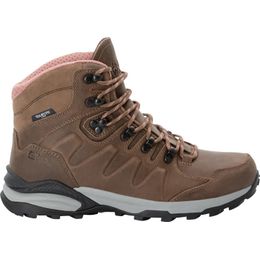 Trekkingschuh Jack Wolfskin "REFUGIO PRIME TEXAPORE MID W", Damen, Gr. UK5-EU38, Normalschaft, braun (fawn), Oberstoff: LEDER; ;Obermaterial 2: Synthetik; Futter: Texapore Ecosphere Pro;Sole: / EVA; 100% / EVA, Schuhe Trekkingschuh
