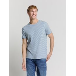 T-Shirt NO EXCESS "NO EXCESS Gestreiftes Crewneck t-shirt", Herren, Gr. XL, blau (himmelblau), 100% Baumwolle, Shirts T-Shirt
