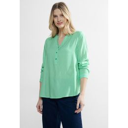 Langarmbluse Cecil, Damen, Gr. XXL (46), gr&uuml;n (celery gr&uuml;n), Stoff, 100% Viskose, gestreift, normal normal, Rundhals, Manschette, Blusen, mit geschlitztem Rundhalsausschnitt