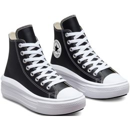 Sneaker Converse "CHUCK TAYLOR ALL STAR MOVE PLATFORM LEATHER", Damen, Gr. 39,5, schwarz-weiß (schwarz, weiß), Synthetik, Schuhe