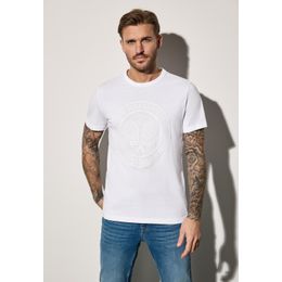 T-Shirt Street One MEN, Jungen, Gr. XL (44), wei&szlig; (hellwei&szlig;), Web, 100% Baumwolle, unifarben, normal normal, Rundhals, abgesteppt, Shirts T-Shirt, aus reiner Baumwolle