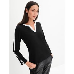 Langarmshirt Inspirationen "Shirt", Damen, Gr. 44, schwarz-weiß (schwarz, weiß), 95% Polyester, 5% Elasthan, gemustert, unifarben, Shirts Langarmshirt