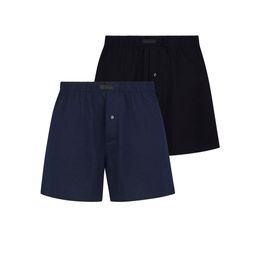 Weiter Boxer Bruno Banani "Loose Fit", Jungen, Gr. M, blau (marine, schwarz), Obermaterial: 100% Baumwolle, unifarben, k&ouml;rpernah, Unterhosen, mit Knopfleiste