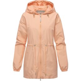 Outdoorjacke Ragwear "Monadissimo A YOUMODO", Damen, Gr. S (36), orange (pfirsich), Obermaterial: 100% Polyester. Innenfutter: 100% Polyester, Basic, gerade Po-bedeckend, hoch geschlossener Ausschnitt, &Auml;rmel ohne &Auml;rmelschlitz elastischer Bund mit innenliegendem Gummizug, Jacken Outdoorjacke, Wasserdichte &Uuml;bergangsjacke mit Kapuze