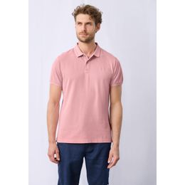 Poloshirt Street One MEN, Herren, Gr. L (42), orange (pastel peach), Web, 100% Baumwolle, unifarben, normal normal, hoch geschlossener Ausschnitt, Bündchen, Shirts, mit Seitlichen Einschlitzen am Saum
