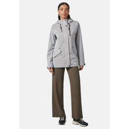 Outdoorjacke Ragwear "Meast Rainy", Damen, Gr. L (40), grau (hellgrau), Obermaterial: 100% Polyester; Beschichtung: 100% Polyurethan; Innenfutter: 100% Polyester, figurumspielend Po-bedeckend, hoch geschlossener Ausschnitt, verstellbar abgesteppte Kante mit Druckknopf,verstellbar, Jacken Outdoorjacke, Wasserdichte &Uuml;bergangsjacke mit geschwei&szlig;ten N&auml;hten
