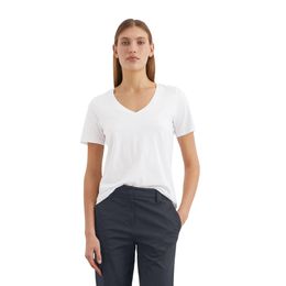 Marc O'Polo T-Shirt MARC O'POLO "aus Organic Cotton", Damen, Gr. S, weiß, Obermaterial: 100% Baumwolle, unifarben, Basic, regular fit, V-Ausschnitt, Shirts