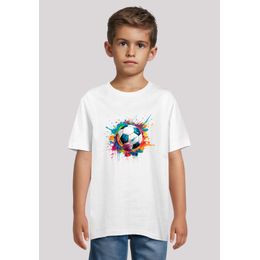T-Shirt F4NT4STIC "Fußball Bunt Splash", Mädchen, Gr. 110/116, weiß, Obermaterial: 100% Baumwolle, regular fit, Rundhals, ohne Bündchen, Shirts, Premium Qualität