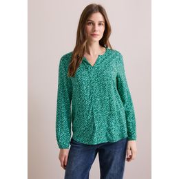 Langarmbluse Cecil, Damen, Gr. XXL (46), gr&uuml;n (sea gr&uuml;n), Stoff, 100% Viskose, bedruckt, gerade normal, Rundhals, B&uuml;ndchen, Blusen, mit grafischem Muster