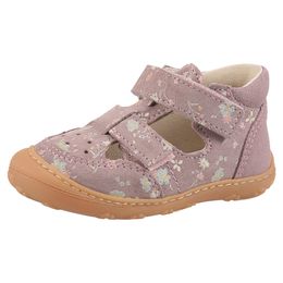 Lauflernschuh Pepino BY RICOSTA "Eni WMS: mittel", Baby, Gr. 25, rosa (rosa, wei&szlig;), Veloursleder, gebl&uuml;mt, Schuhe Lauflernschuh, Sommerschuh, Print, WMS-System, Leder, Gr&ouml;&szlig;enschablone zum Download