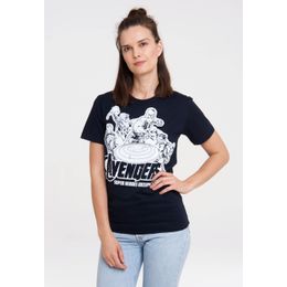 T-Shirt logoshirt "Marvel Comics - Avengers", Damen, Gr. M, blau (dunkelblau), 100% Baumwolle, bedruckt, normal, Rundhals, Shirts T-Shirt, mit lizenziertem Print