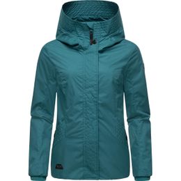 Outdoorjacke Ragwear "Vannesa", Damen, Gr. 5XL (50), blau, Au&szlig;enmaterial: 100% Polyester; Innenfutter: 100% Polyester, gerade h&uuml;ftbedeckend, &Auml;rmel ohne &Auml;rmelschlitz Rippstrickb&uuml;ndchen, Jacken Outdoorjacke, Wasserdichte Damen &Uuml;bergangsjacke mit Kapuze