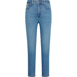 Skinny-fit-Jeans Calvin Klein Jeans "HGH RS SKNNY ANKL JN", Damen, Gr. 27, N-Gr, wildwood, Denim/Jeans, Obermaterial: 80% Baumwolle, 12% Polyester, 6% Elastomultiester, 2% Elasthan, unifarben, lang, Jeans, Mit Gürtelschlaufen
