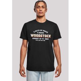 T-Shirt F4NT4STIC "T-Shirt 'Woodstock Varsity 1969'", Damen, Gr. XL, schwarz, Obermaterial: 100% Baumwolle, regular fit, Rundhals, ohne B&uuml;ndchen, Shirts T-Shirt, Herren,Premium Merch,Regular-Fit,Basic,Bandshirt