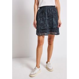 Sommerrock Street One, Damen, Gr. 44, blau (deepwater blau), Chiffon, Obermaterial: 100% Polyester; Unterrock: 100% Modal, gemustert, normal knielang, R&ouml;cke, mit seitlichen Einschubtaschen