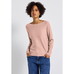 Strickpullover Street One, Damen, Gr. 42, rosa (faded rose meliert), Stoff, 30% Polyester, 27% Polyacryl, 23% Polyamid, 20% Viskose, unifarben, normal normal, U-Boot-Ausschnitt, Rippb&uuml;ndchen, Pullover Strickpullover, mit U-Boot-Ausschnitt