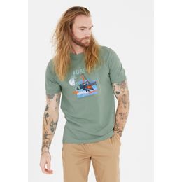 Funktionsshirt CRUZ "Desmond", Herren, Gr. L, gr&uuml;n (dunkelgr&uuml;n), 100% Baumwolle, bedruckt, normal, Rundhals, Shirts Funktionsshirt, mit hippem Print und reiner Baumwollqualit&auml;t