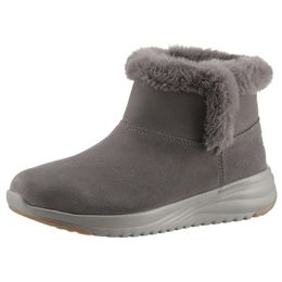 Winterboots Skechers "ON-THE-GO STELLAR-COZY STEP", Damen, Gr. 37, grau (taupe), Veloursleder, Schuhe, Winterstiefel, Schnürstiefel, Boots mit Warmfutter
