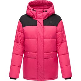 Anorak Ragwear "Wikesh", Damen, Gr. XS (34), pink (fuchsia), Obermaterial 1: 100% Nylon; Obermaterial 2: 100% Polyester; Innenfutter: 100% Polyester; Wattierung: 100% Polyester, lässig geschnitten hüftbedeckend, hoch geschlossener Ausschnitt, eng Strickbündchen, Jacken, stylische Winter Steppjacke mit Colourblocking