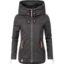 Outdoorjacke Navahoo "Wekoo", Damen, Gr. M (38), schwarz (gepunktet), Oberstoff: 100% Baumwolle; Futter: 100% Polyester; &Auml;rmelfutter: 100% Polyester, tailliert h&uuml;ftbedeckend, &Auml;rmel ohne &Auml;rmelschlitz normaler Saum mit Rei&szlig;verschluss, Jacken Outdoorjacke, moderner Damen &Uuml;bergangsparka aus Baumwolle mit Kapuze