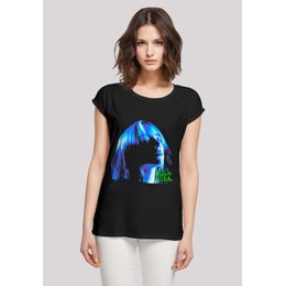 T-Shirt F4NT4STIC "Billie Eilish Blue Face", Damen, Gr. S, schwarz, Obermaterial: 100% Baumwolle, regular fit, Rundhals, ohne B&uuml;ndchen, Shirts T-Shirt, Premium Qualit&auml;t