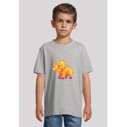 T-Shirt F4NT4STIC "S&uuml;&szlig;er Triceratops Dinosaurier", M&auml;dchen, Gr. 122/128, grau (erdgrau), Obermaterial: 100% Baumwolle, regular fit, Rundhals, ohne B&uuml;ndchen, Shirts T-Shirt, Premium Qualit&auml;t