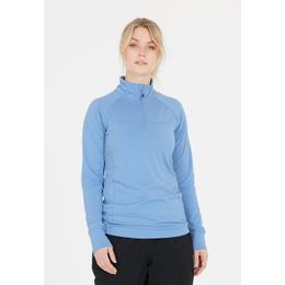 Langarmshirt WHISTLER "Blume", Damen, Gr. 38, blau, 92% Polyester, 8% Elasthan, unifarben, normal, Shirts, mit Reißverschluss und Stehkragen